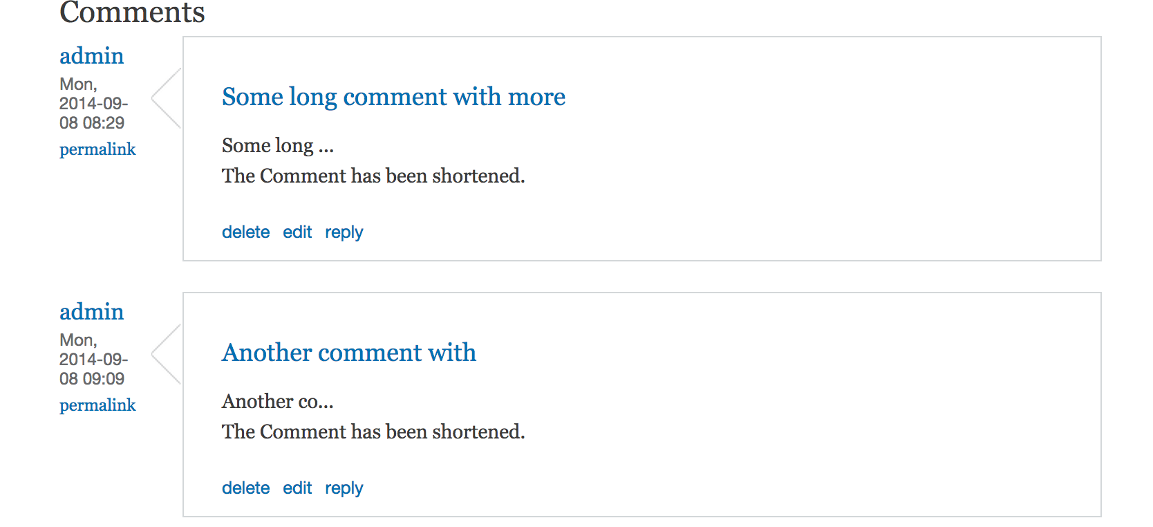 Shortened Comments | Drupal.org